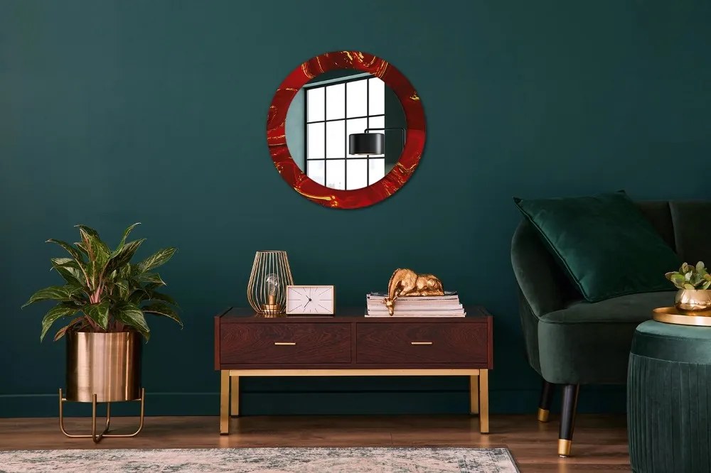 Kulaté dekorativní zrcadlo na zeď Červený mramor fi 60 cm