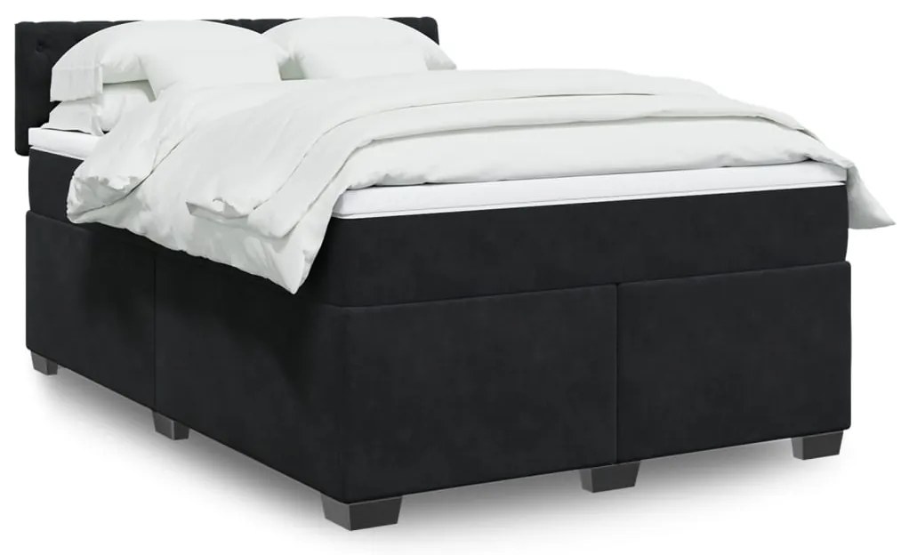 Box spring postel s matrací černá 140 x 190 cm samet 3286314
