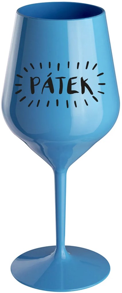 PÁTEK - modrá nerozbitná sklenice na víno 470 ml