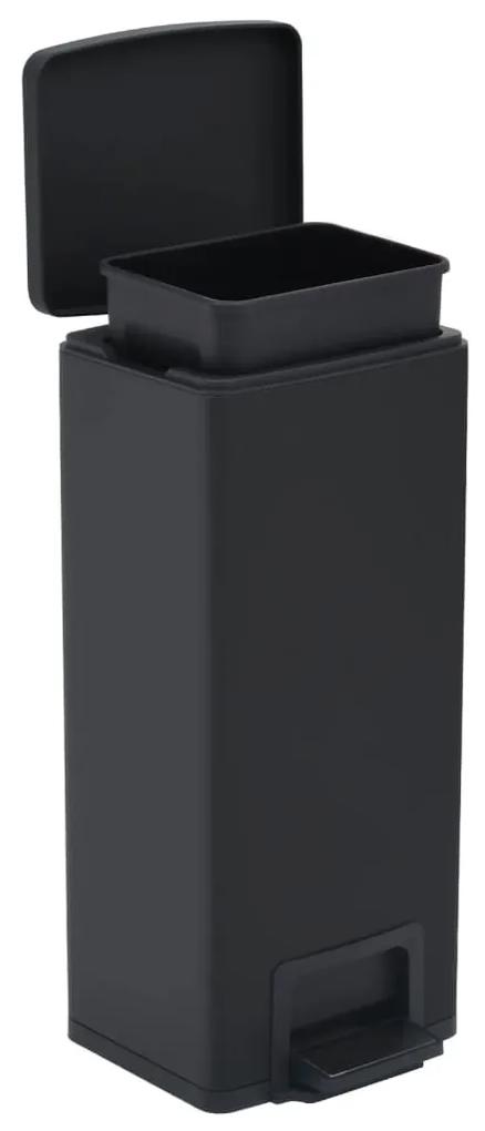 vidaXL Odpadkový koš s pedálem 30 l černý nerezová ocel