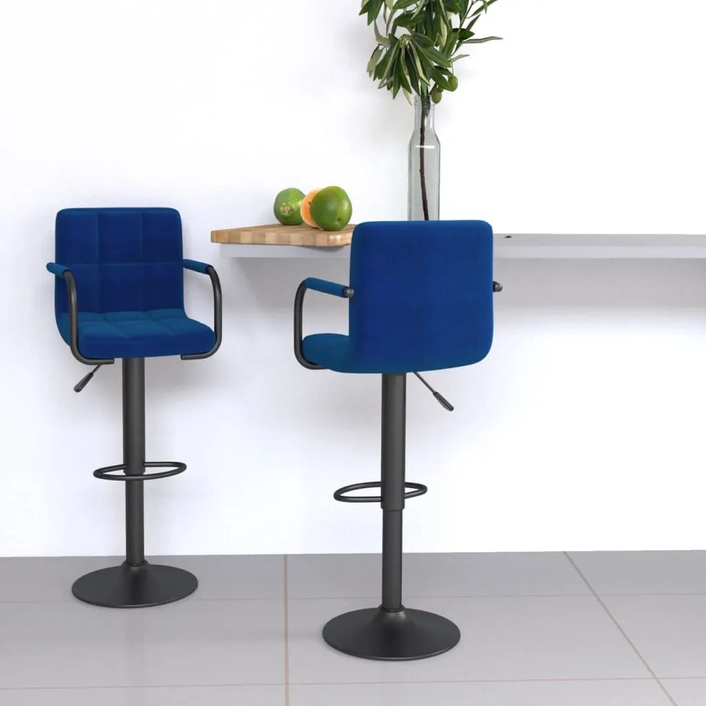 Barové židle 2 ks modré textil 334639
