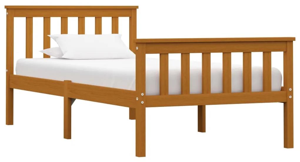 Rám postele Lamar - medově hnědý - masivní borové dřevo | 90x200 cm