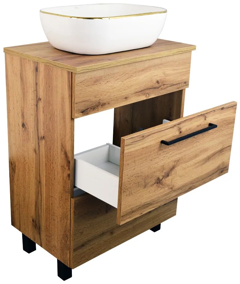 Comodo Koupelnová skříňka pod deskové umyvadlo Solero OW 60-HD, dub wotan