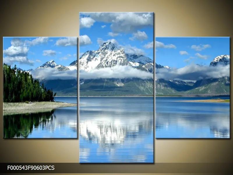 Obraz na plátně Zasněžené hory a jezero, 3 dílný 90x60cm 1520 Kč