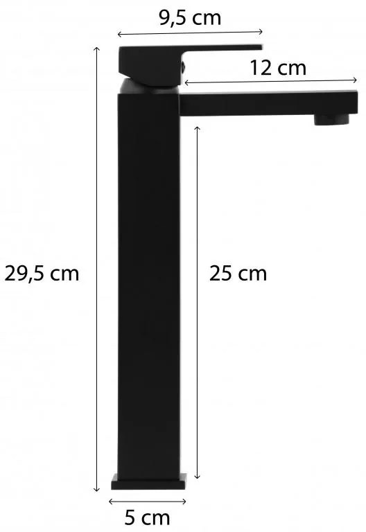 Erga Gappo, vysoká umyvadlová baterie h-296, černá matná, ERG-YKA-BU.GAPPO 36-BLK
