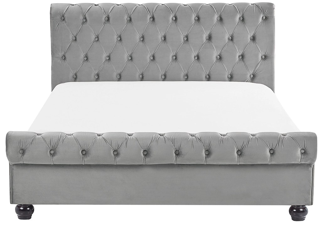 Světle šedá sametová postel 140 x 200 cm AVALLON Beliani