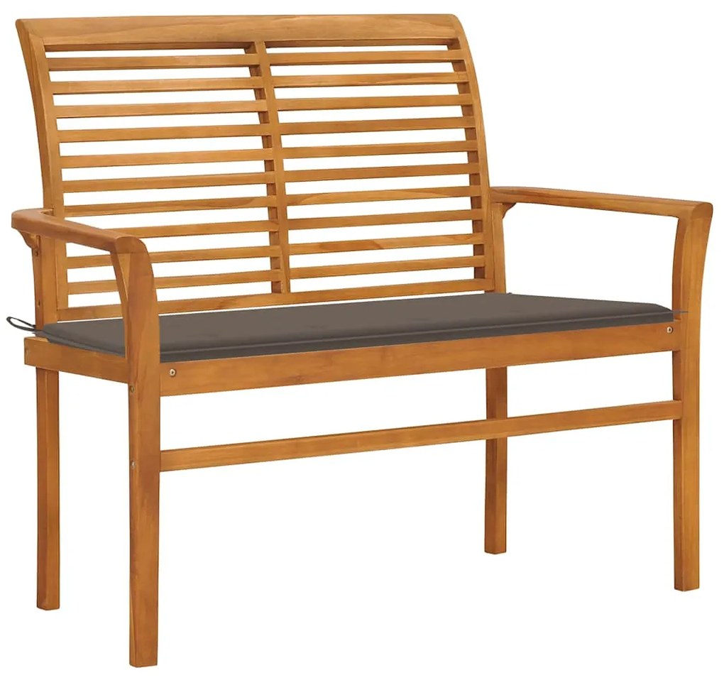 Zahradní lavice s taupe poduškou 112 cm masivní teak 3062657