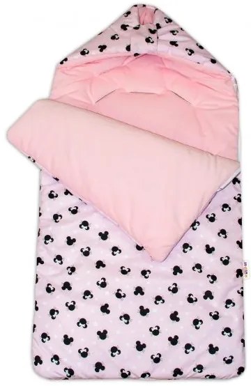 Bavlněný fusak Baby Nellys, velvet, Minnie, 47 x 95 cm - růžový/růžový