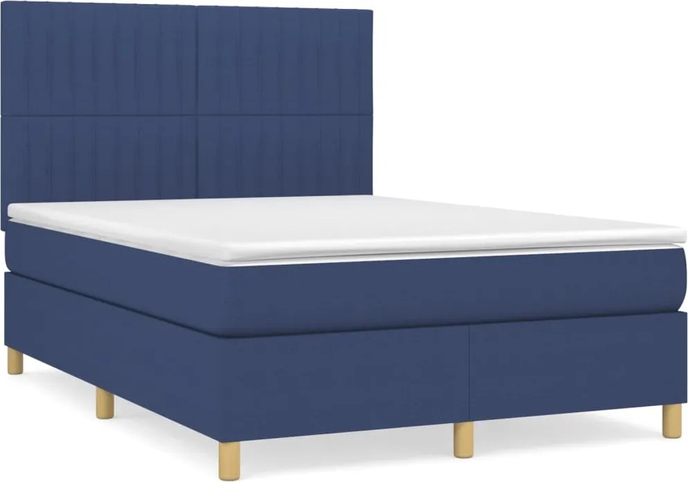 Box spring postel s matrací modrá 140x190 cm textil 3142495