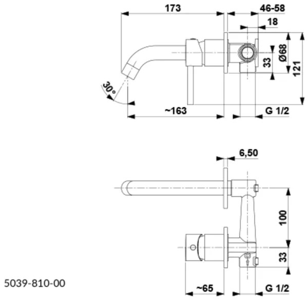 KFA Armatura 5039-810-00 - Umyvadlová baterie pro podom. inst. MOZA lesklý chrom