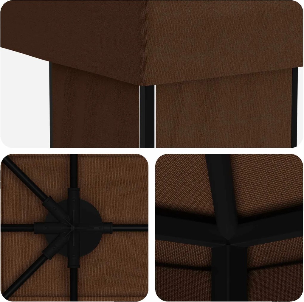 Zahradní altán 6 x 3 m Hnědá Polyester a ocel 190 gsm 3376018