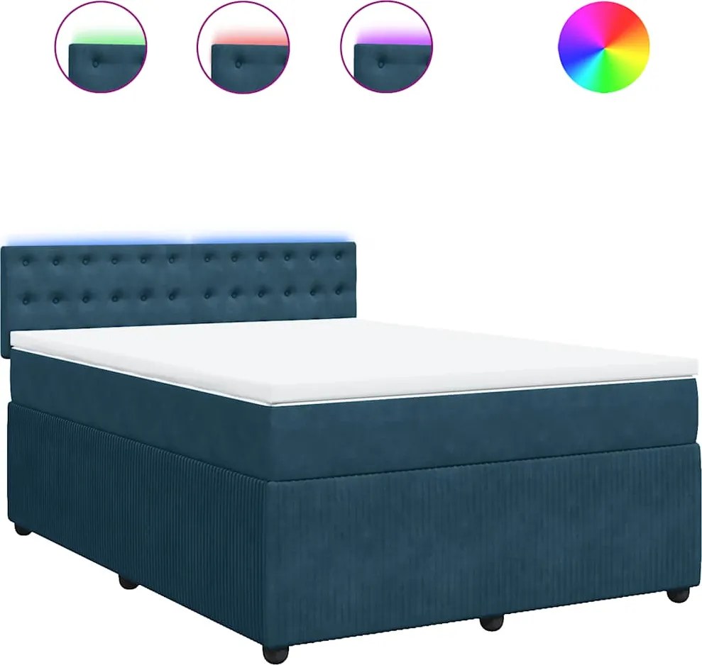 Box spring postel s matrací modrá 160 x 200 cm samet 3290098
