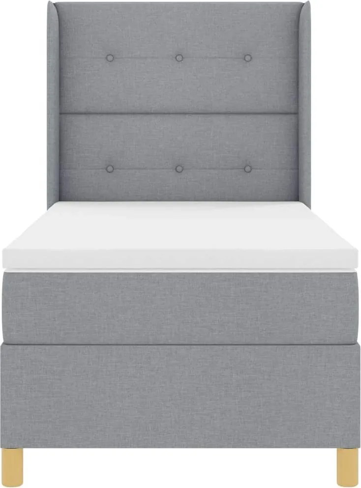 Postel s boxspringem s čelo Světle šedá 90 x 190 cm textil 3341805