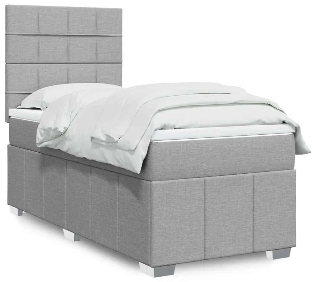 Box spring postel s matrací světle šedý 100 x 200 cm textil 3291579