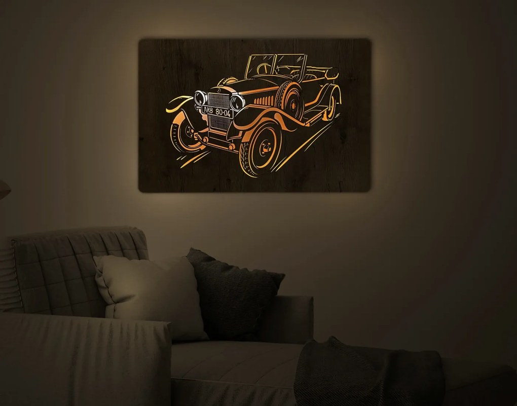 Li-Go "Veterán" světelný obraz s baterií 90x62cm varianta: ovládání na obraze včetně dálkového ovladače, provedení: dub