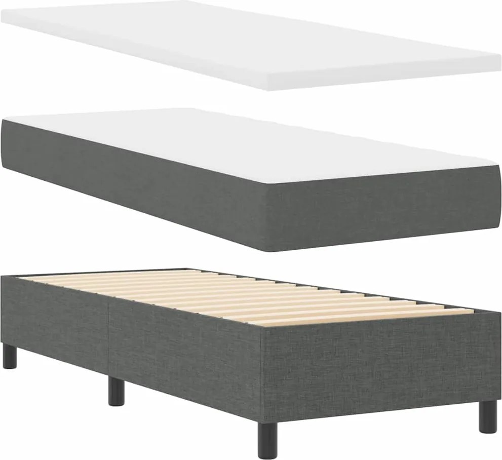 Postel s boxspringem s čelo Tmavě šedá 80 x 200 cm textil 3339421
