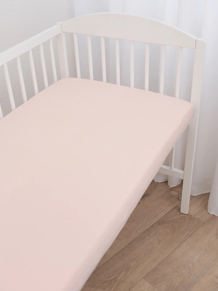 MK Lůžkoviny Jersey prostěradlo do postýlky Classic 70 x 140 cm – pudrová