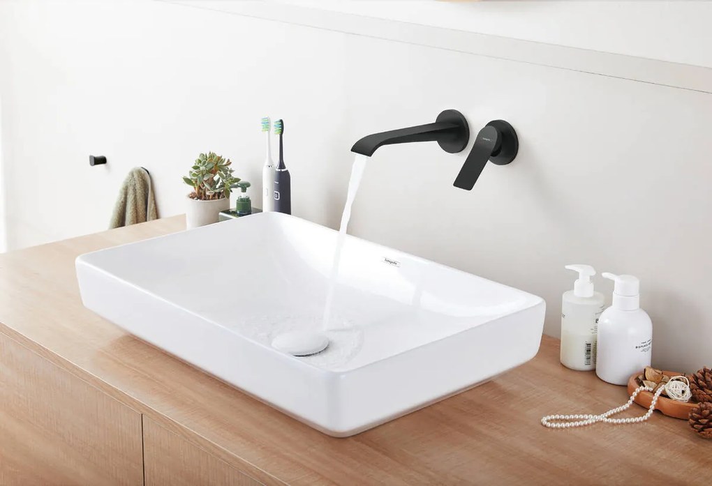 Hansgrohe Vivenis, umyvadlová baterie pod omítku, 2-otvorová instalace, EcoSmart, černá matná, 75050670