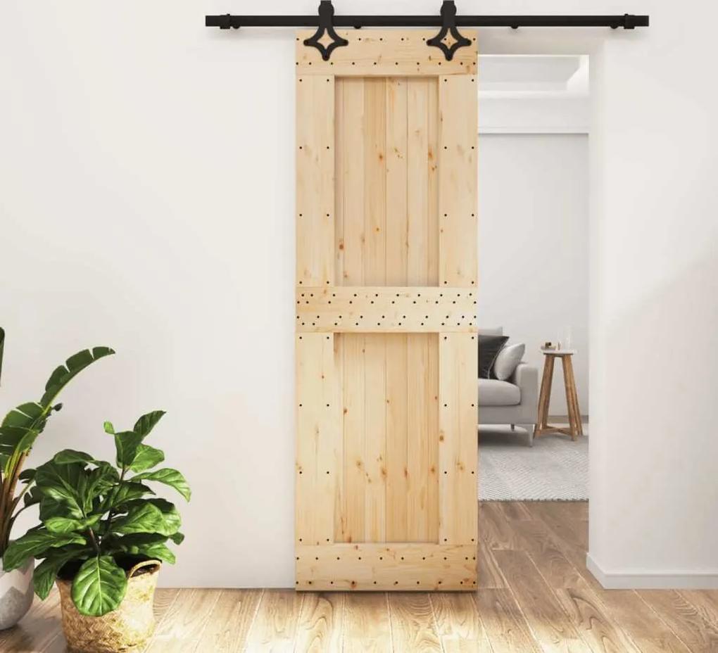 vidaXL Posuvné dveře s kováním 70 x 210 cm masivní borové dřevo [3203128]