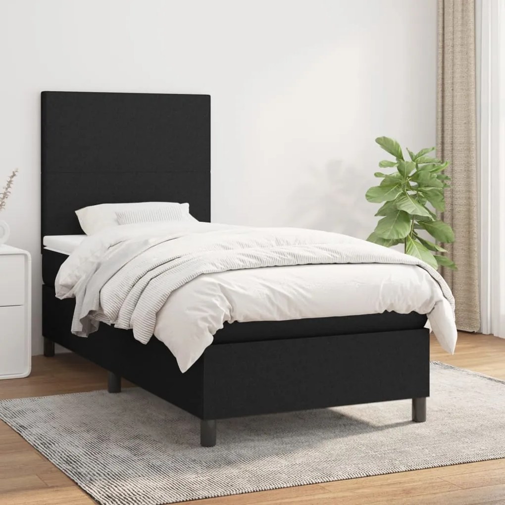 Box spring postel s matrací černá 90x190 cm textil 3141579