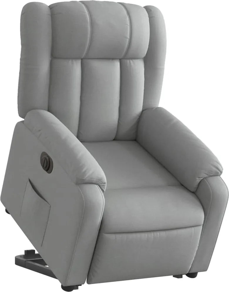 Elektrické zvedací polohovací křeslo světle šedé textil 3205340