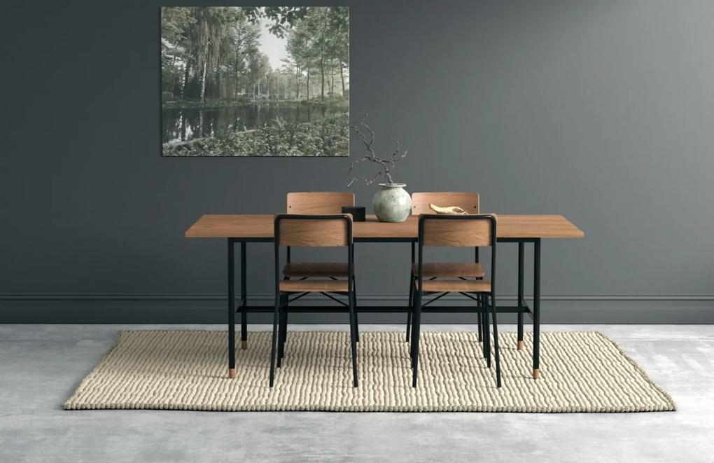 Ořechový jídelní stůl Woodman Jugend s kovovou podnoží 200 x 95 cm