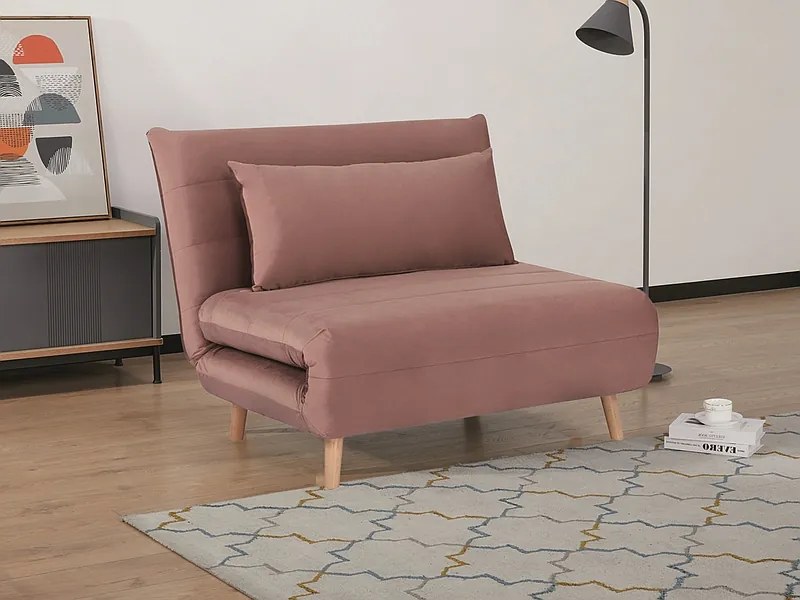 Růžové rozkládací křeslo SPIKE VELVET
