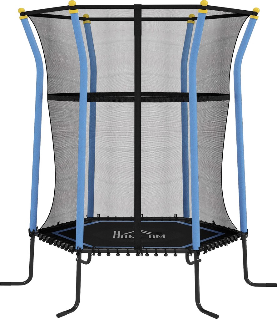 HOMCOM Dětská trampolína Ø163,5 cm, vnitřní trampolína s bezpečnostním síťovým krytem okraje gumové lano, dětská trampolína do 50 kg, pro děti 3-10 l…