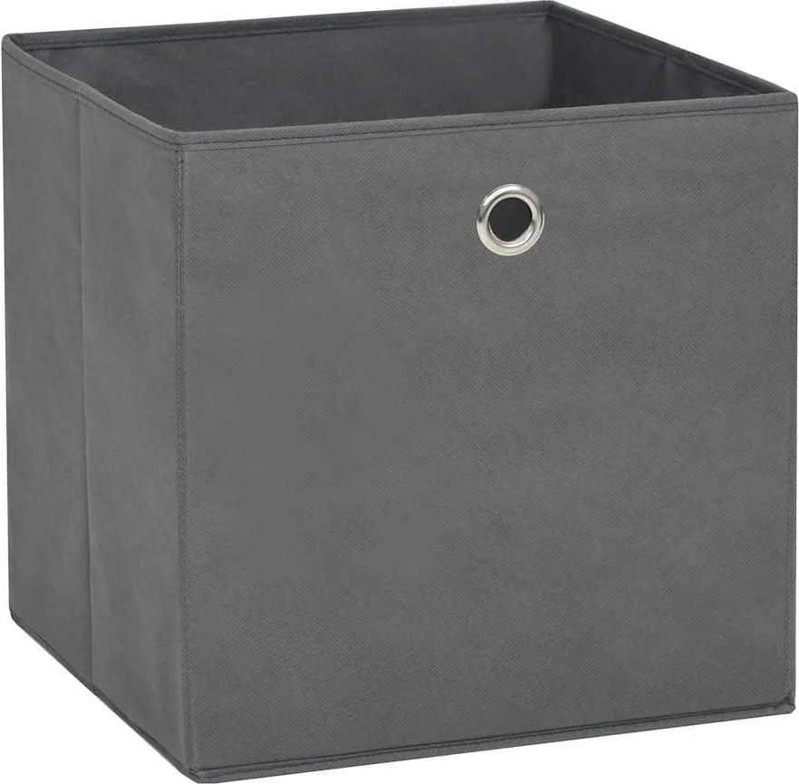 Úložné boxy 10 ks netkaná textilie 28 x 28 x 28 cm šedé 325193