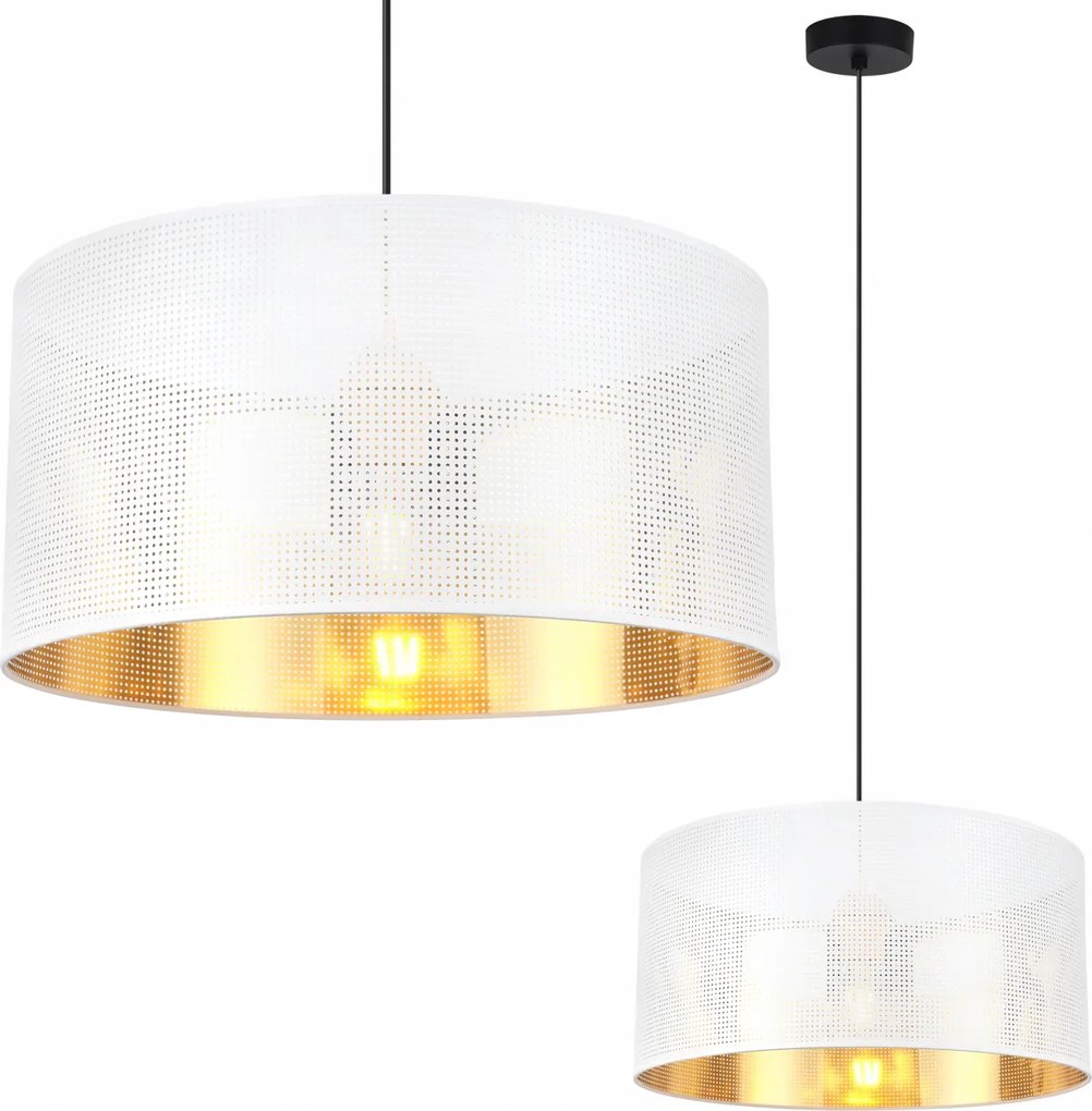 Závěsná Stropní Lampa Bílá Zlatá Glamour Stínidlo Ze Síťoviny, Moderní, 40 CM
