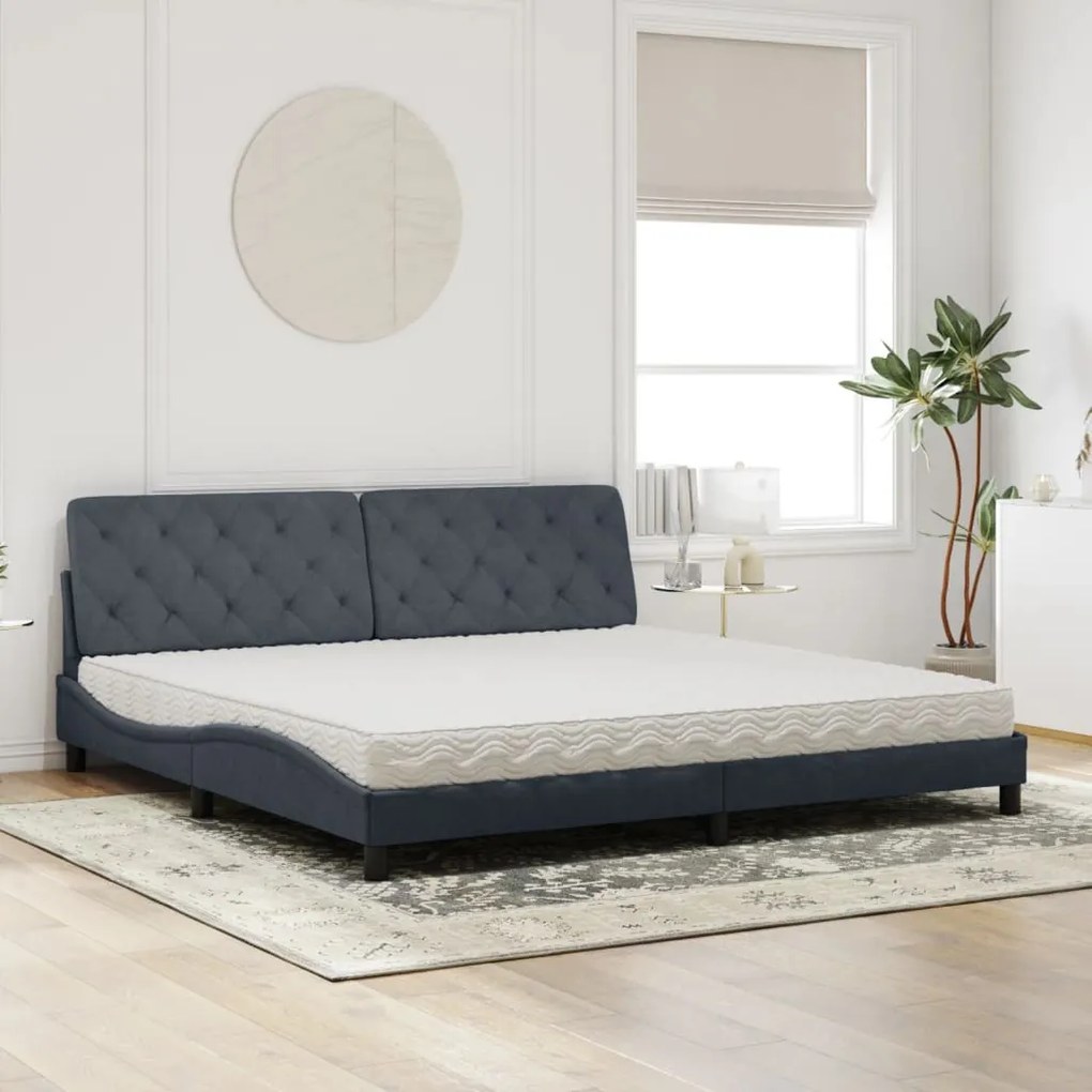 Postel s matrací tmavě šedá 200 x 200 cm samet 3208677