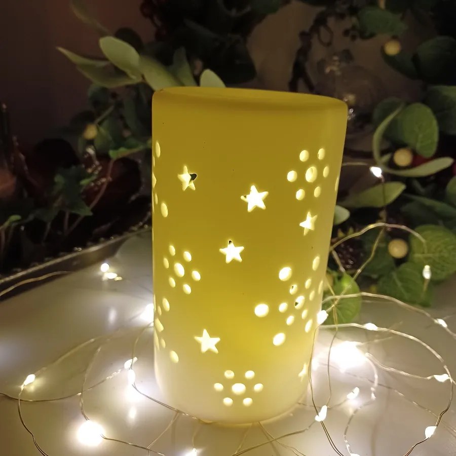 LED keramický svícen na baterie 7,5 × 12,5 cm, teple bílá, IP20, LR44