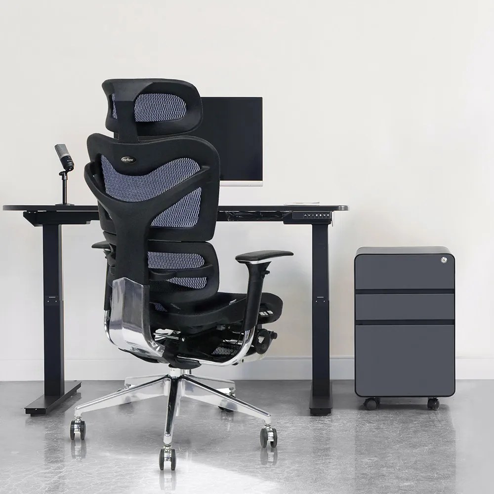 Ergonomická síťovaná kancelářská židle MOSH Airflow 702 – modrá