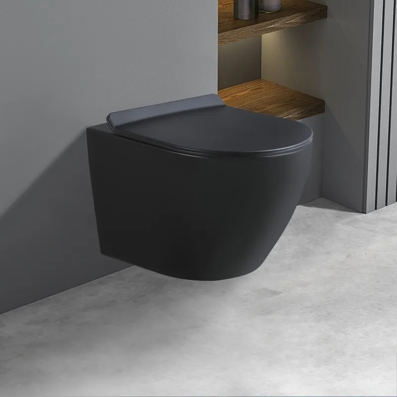 BPS-koupelny Závěsná WC mísa se SoftClose sedátkem HYD-4755, černá mat