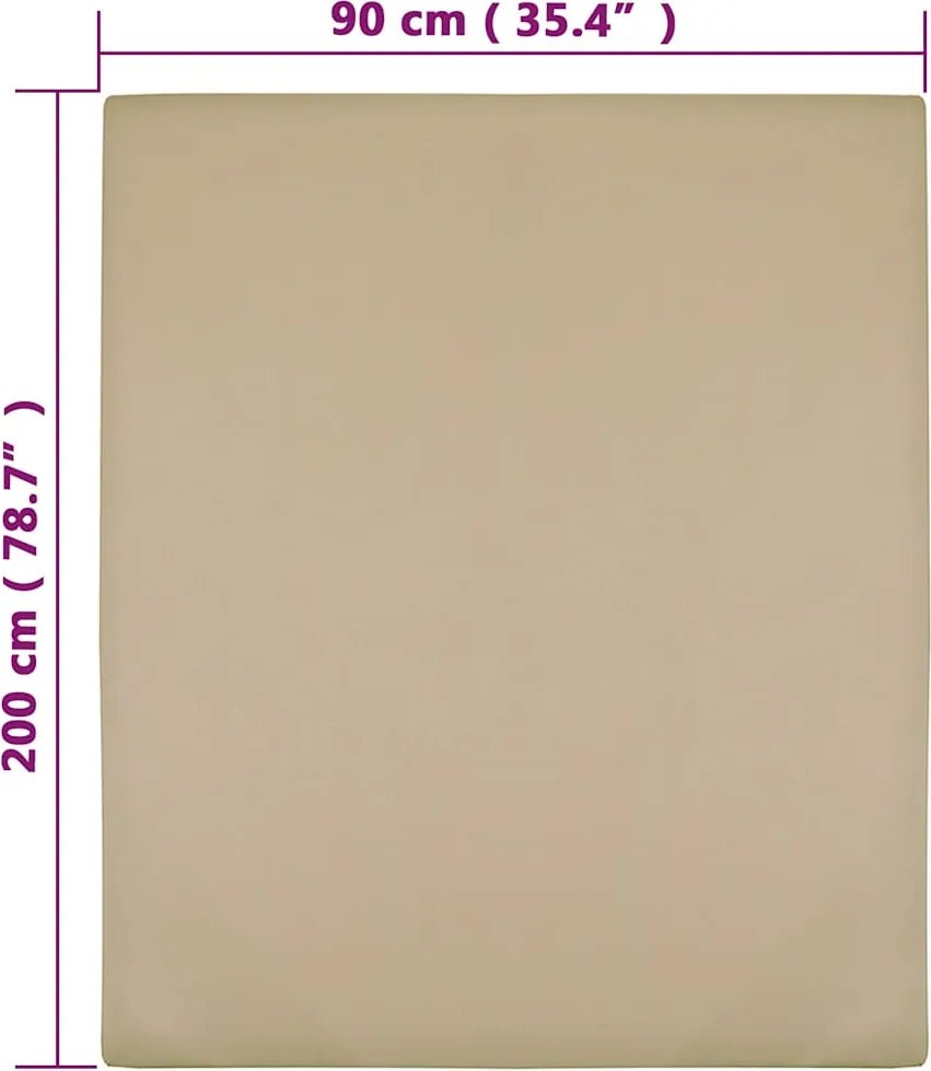 Jersey prostěradla 2 ks taupe 90 x 200 cm bavlna 136221