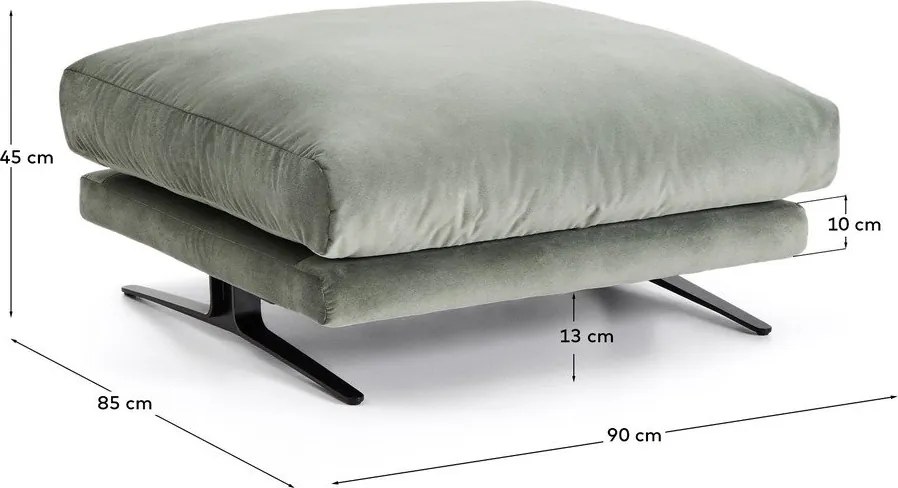 Zelená sametová podnožka Veliro – Kave Home