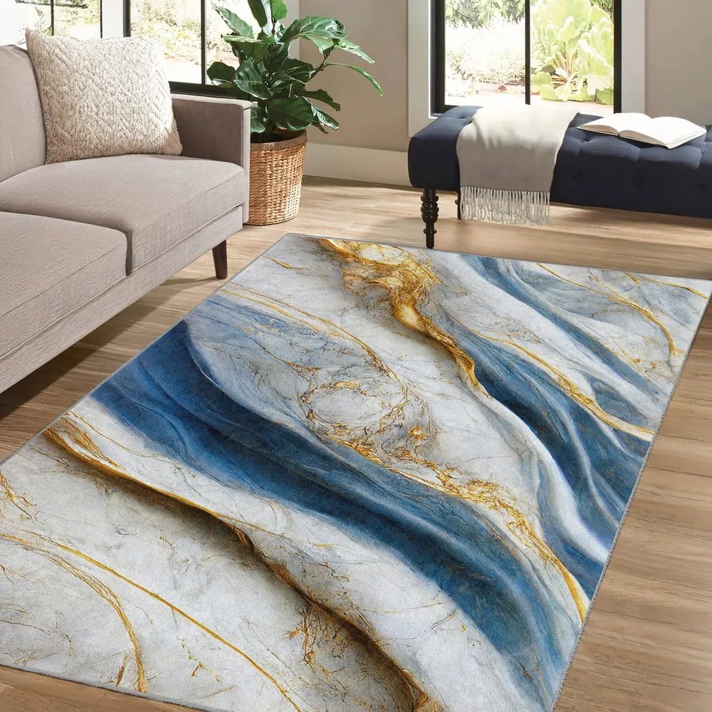 Modrý pratelný koberec 160x230 cm Golden Spill – Mila Home