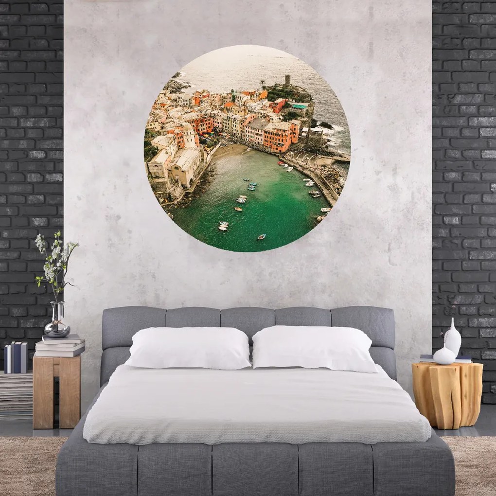 PIPPER. Textilní kruhová samolepka na zeď "Cinque Terre - Italy" Velikost: 100cm