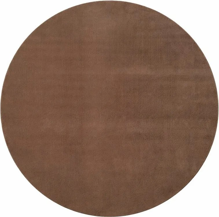 Ayyildiz, Kusový koberec Joy 1400 mocca kruh, 80x80 (průměr) kruh, hnědá, chodba / předsíň