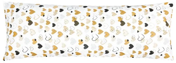 Bellatex POVLAK na relaxační polštář Srdce Hořčicová,Černá rozměr 45x120 cm