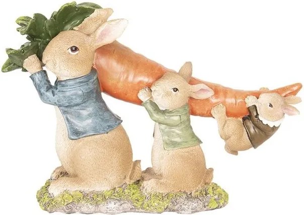 Velikonoční dekorace Zaječí rodinka s mrkví, Clayre & Eef 6PR2595