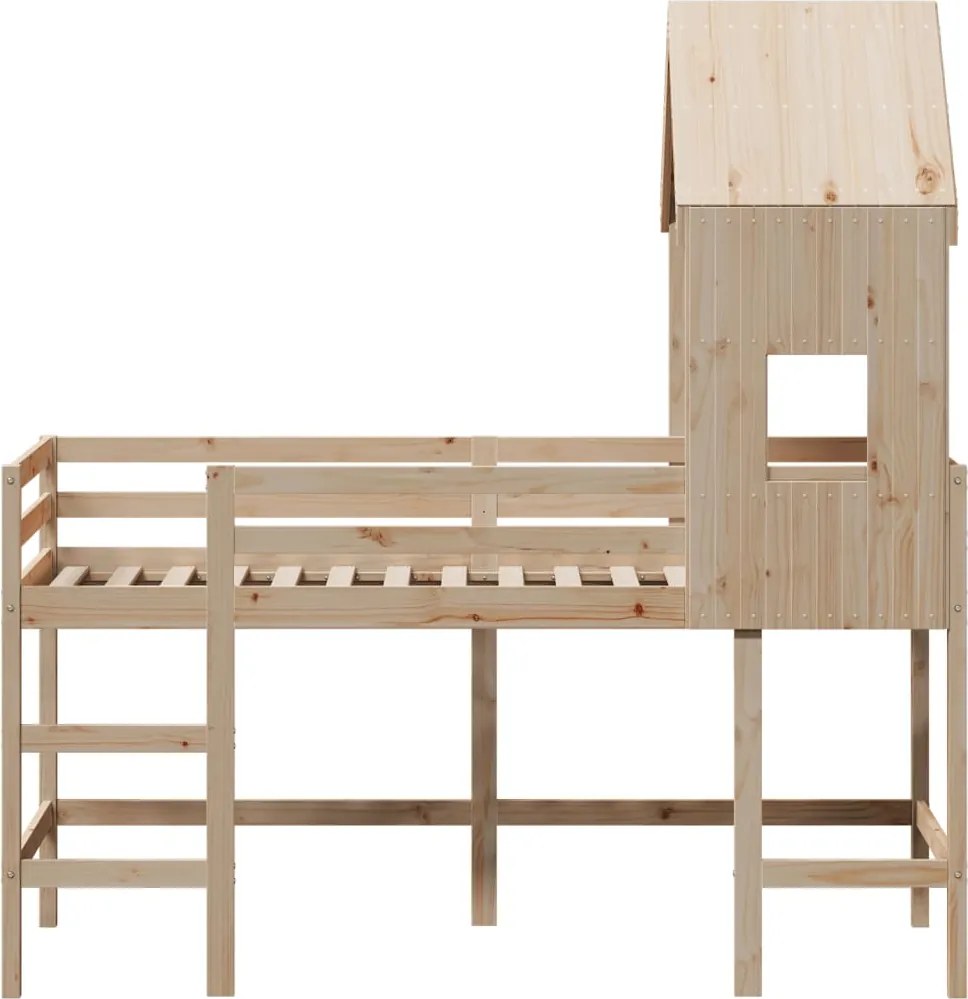 Patrová postel s žebříkem a střechou 80 x 200 cm borovice 3282028