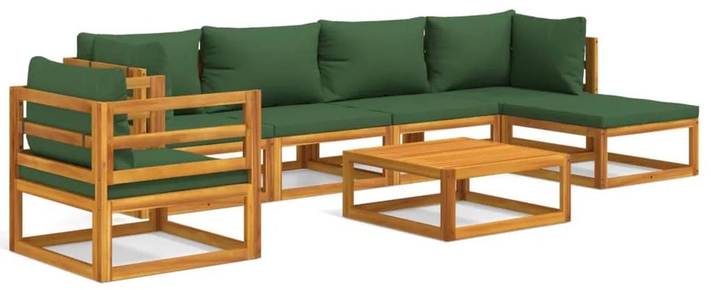 vidaXL 7dílná zahradní sedací souprava zelené podušky masivní dřevo