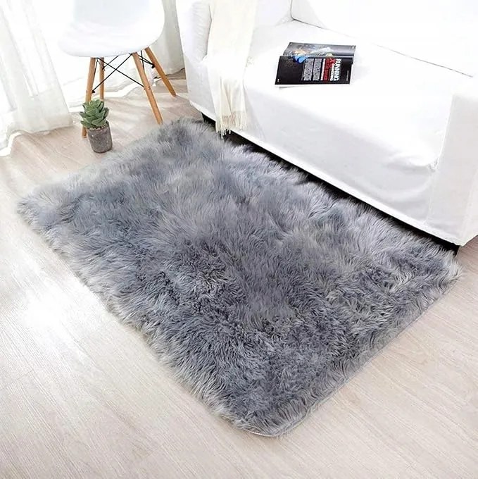 Hequn Koberec S Imitací Jehněčí Kůže 75 X 120 CM Šedý
