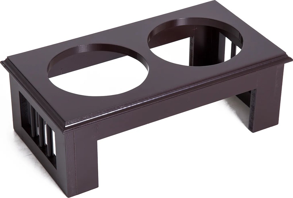 PawHut sada misek pro psy 2 nerezové misky na krmivo, zvýšená miska pro kočky, MDF, snadná údržba, káva, 44x24x15cm| Aosom