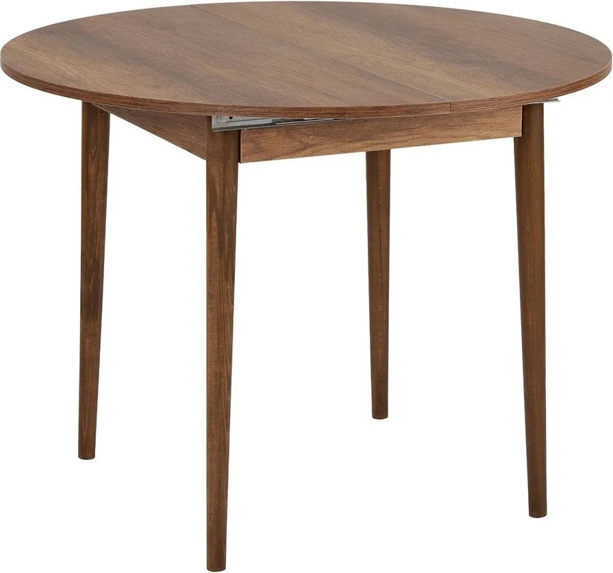 Kulatý rozkládací jídelní stůl s přídavnou deskou v dekoru ořechu ø 100 cm Viona – Kalune Design
