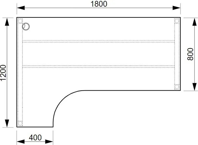 Kancelářský pracovní stůl Hobis Ergo UEO1800P, bílá RAL 9016, deskabuk