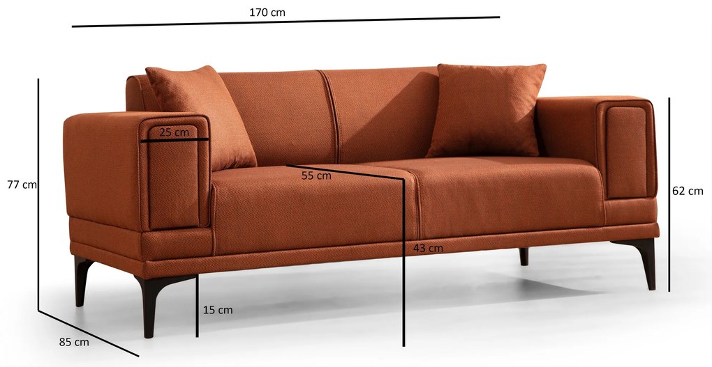Hanah Home Dvoumístná pohovka HORIZON červenooranžová 170 cm
