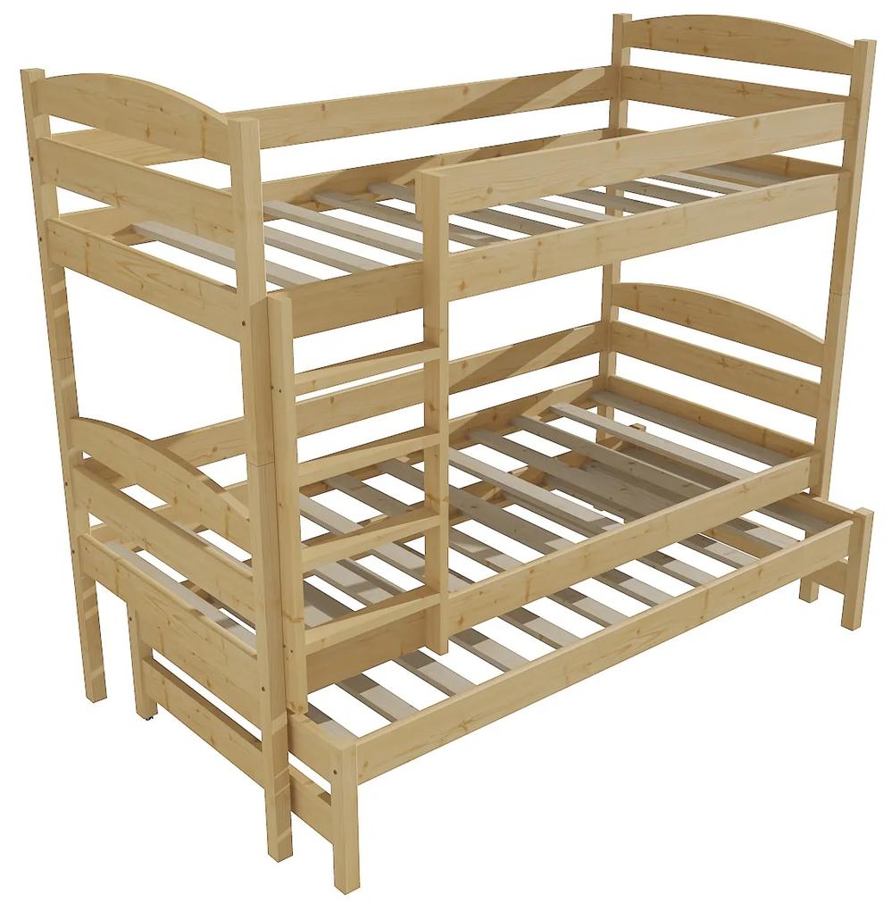 Vomaks Patrová postel s výsuvnou přistýlkou PPV 009 Rozměr: 80 x 180 cm, Barva: surové dřevo, Prostor mezi lůžky: 80 cm