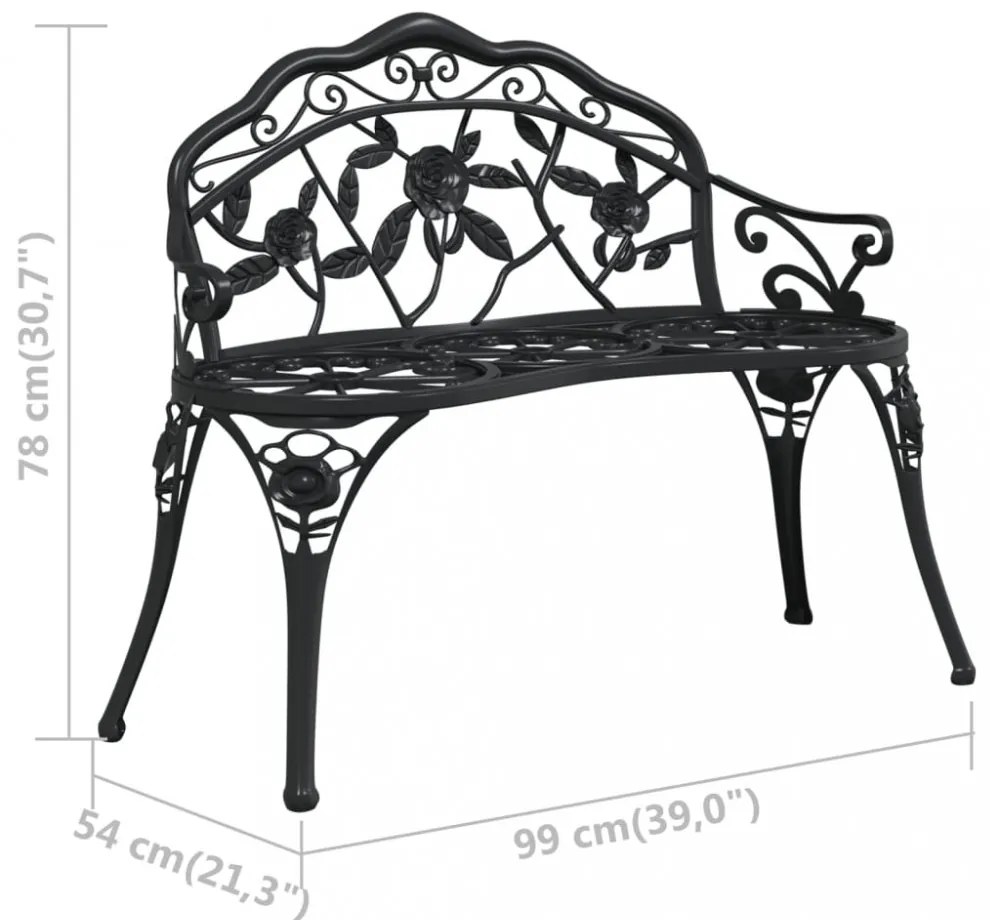 Zahradní lavice 100 cm litý hliník Dekorhome Bílá